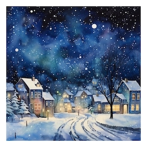 14 Watercolor Christmas Night Clipart Jpgs, Commercial Use,digital ...