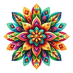 40 JPG, Mexican Flowers Clipart Bundle, Aztec Mexican Flowers Clipart ...