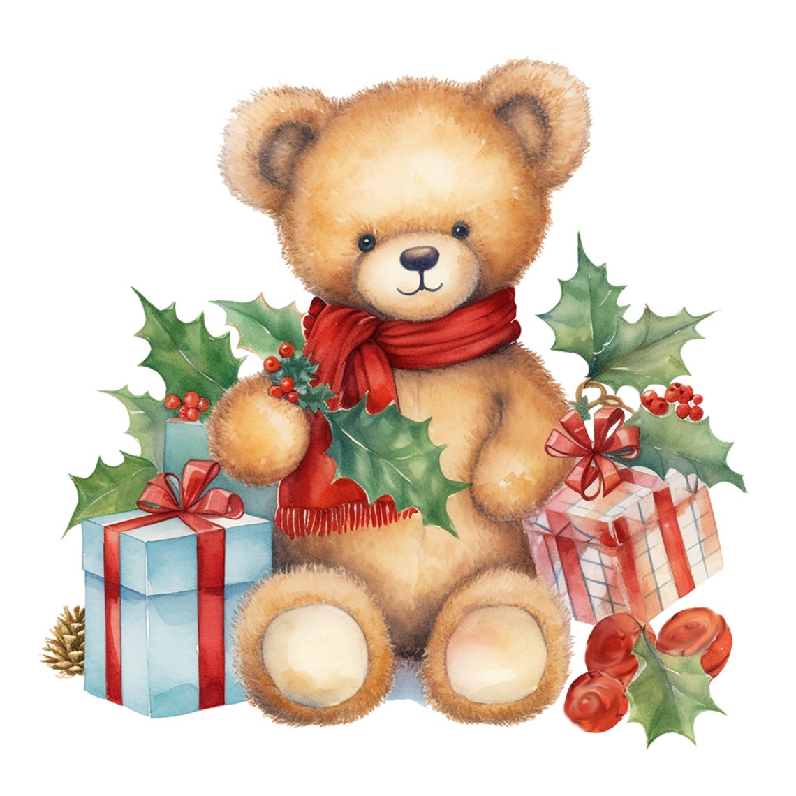 12 Christmas Teddy Bear Clipart PNG, Teddy Bear Clipart, Christmas ...