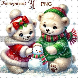 31 PNG, Christmas Polar Bear Clipart Bundle, Polar Bear Clip Art, Cute ...