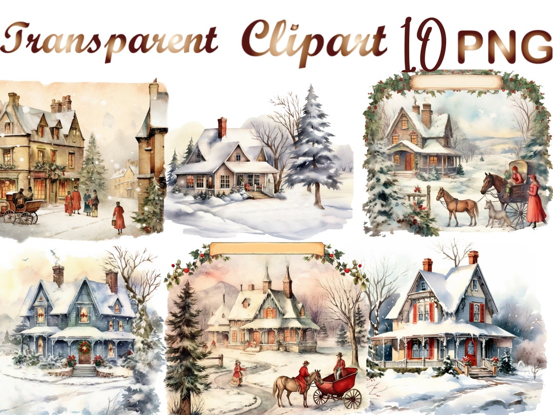 10 Watercolor Christmas Clipart PNG, Christmas Clipart Png, Christmas ...