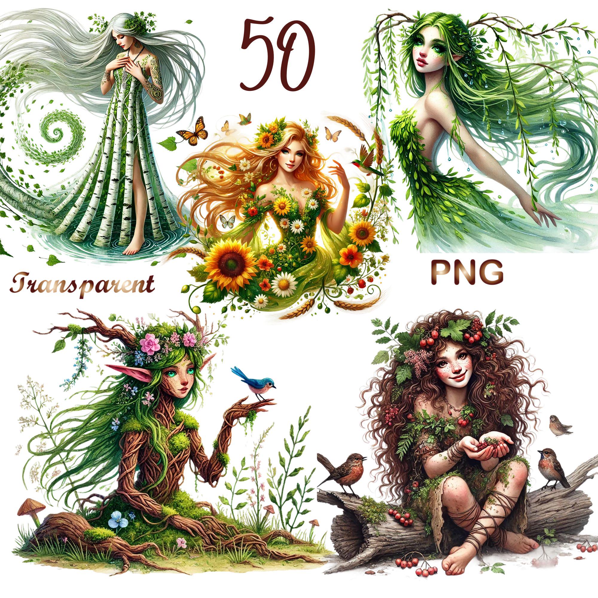 50 PNG Dryads Clipart Bundle | Fantasy Forest Nymph | Tree Spirit ...
