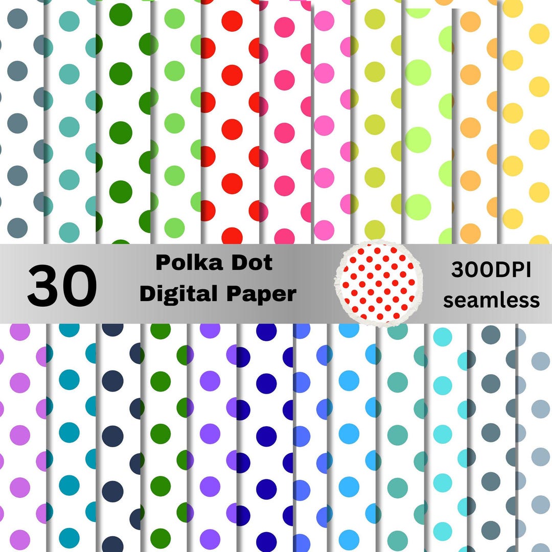 30 Polka Dot Digital Papers Seamless Set 3| Folk Floral Pattern ...