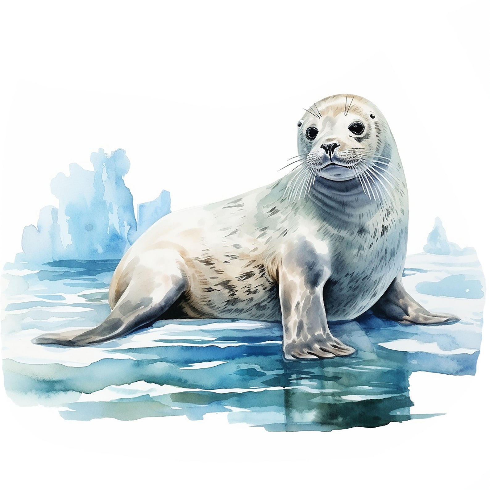 20 Winter Seal Clipart Jpgs, Printable Watercolor Clipart, Winter Seal ...