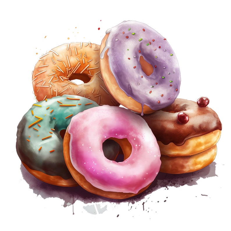 10 Watercolor Donuts Clipart Donuts Clipart Doughnut - Etsy