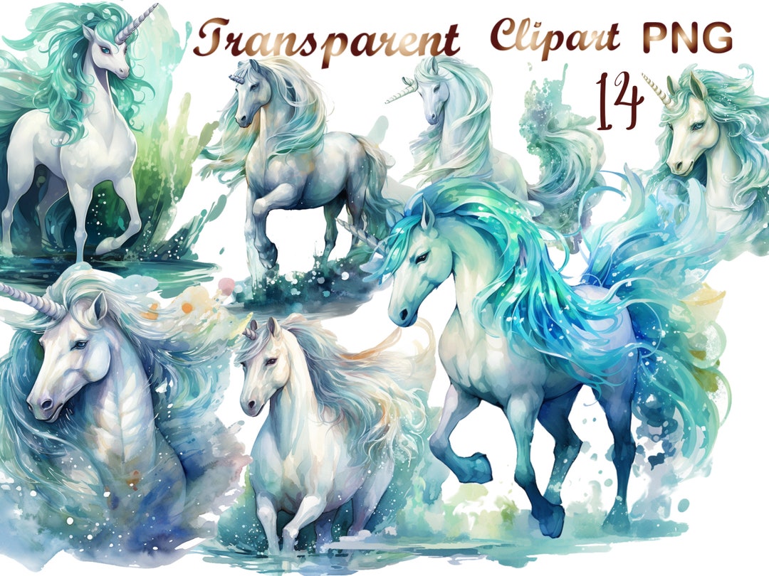 14 Mermaids Unicorn Clipart Png, Underwater Unicorn Сlip Art, Unicorn ...