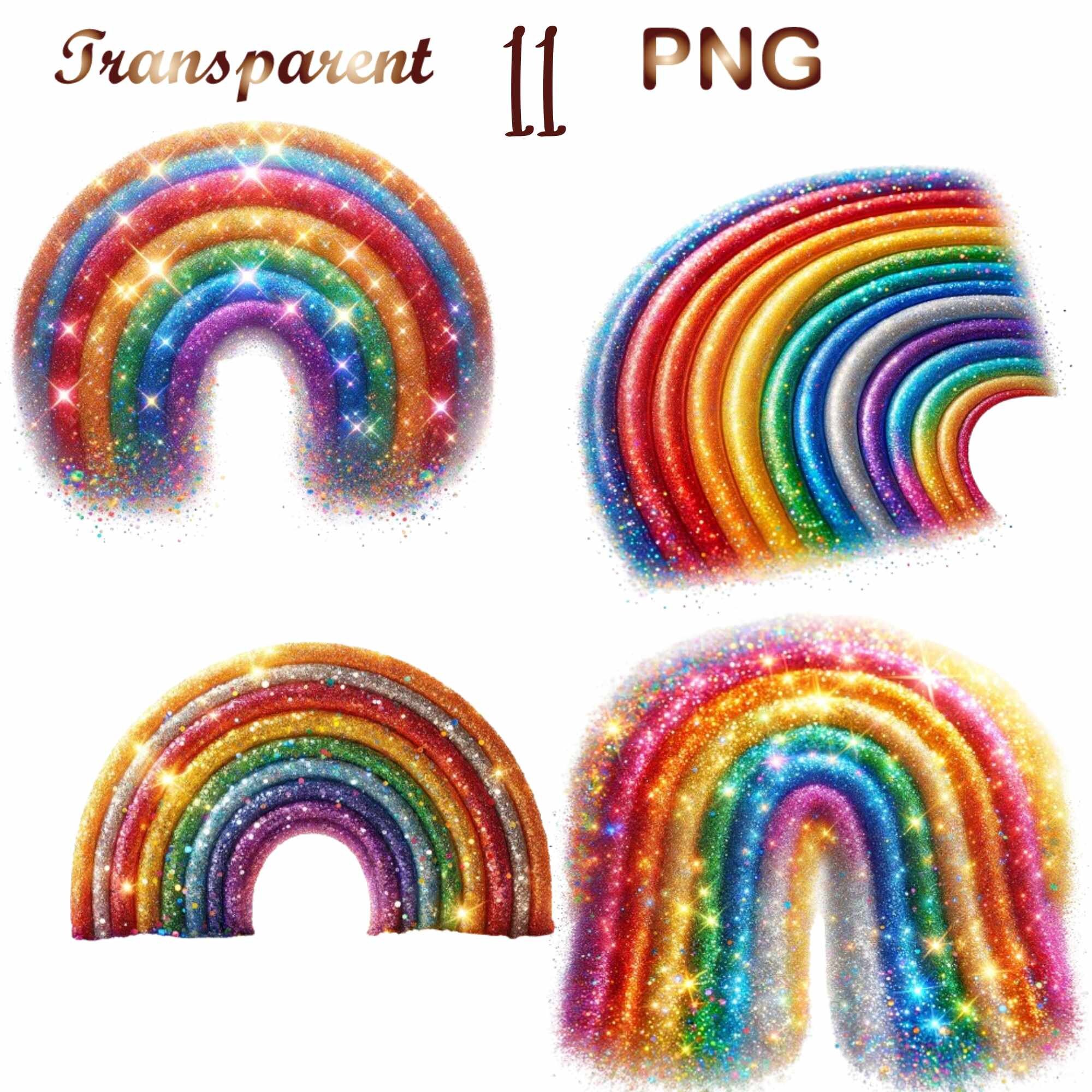 11 Rainbow Clipart Bundle PNG, Graphics Sun,clouds,rainbow Png,glitter ...