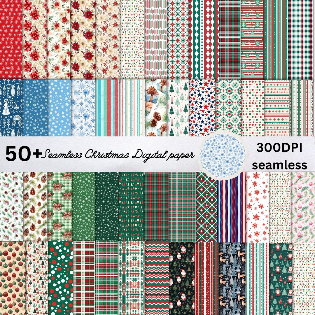 50+ Seamless Watercolor Christmas Digital Paper, Christmas Background ...