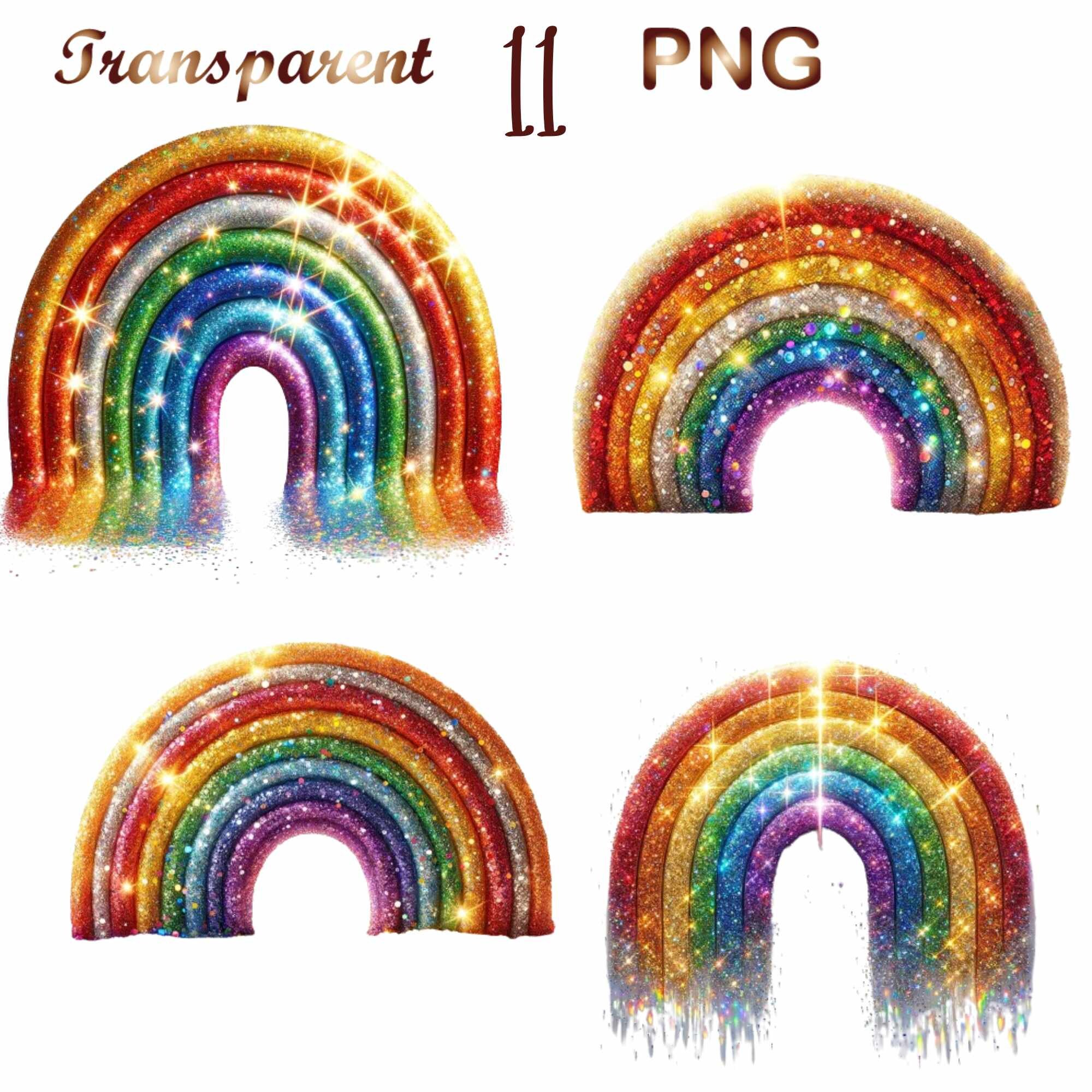 11 Rainbow Clipart Bundle PNG, Graphics Sun,clouds,rainbow Png,glitter ...