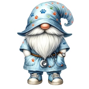 25 PNG, Doctor Gnome Clipart Bundle, Gnome Veterinarian Animal ...