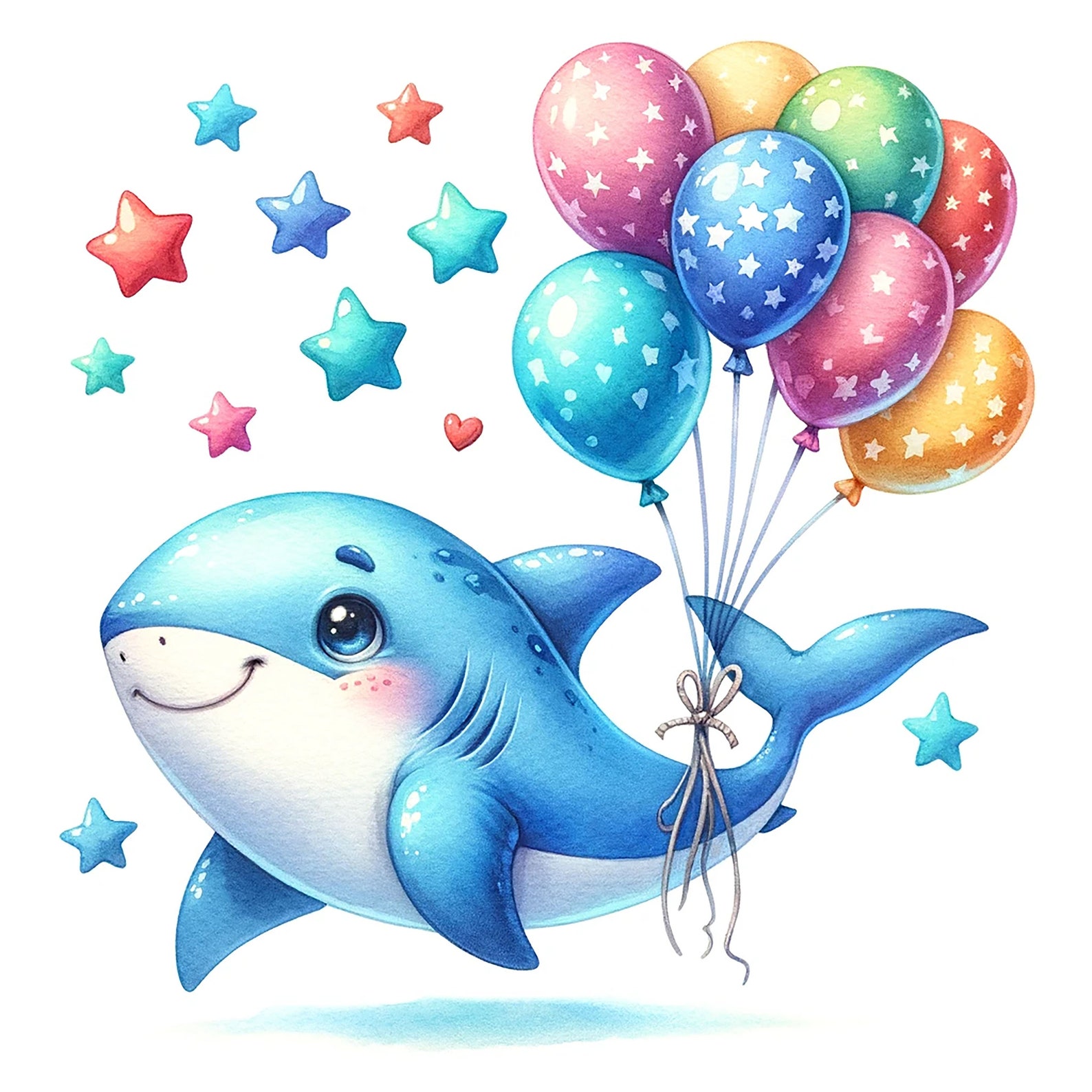 50 PNG, Cute Sharks Clipart Bundle, Watercolor Shark Clipart, Sharks ...