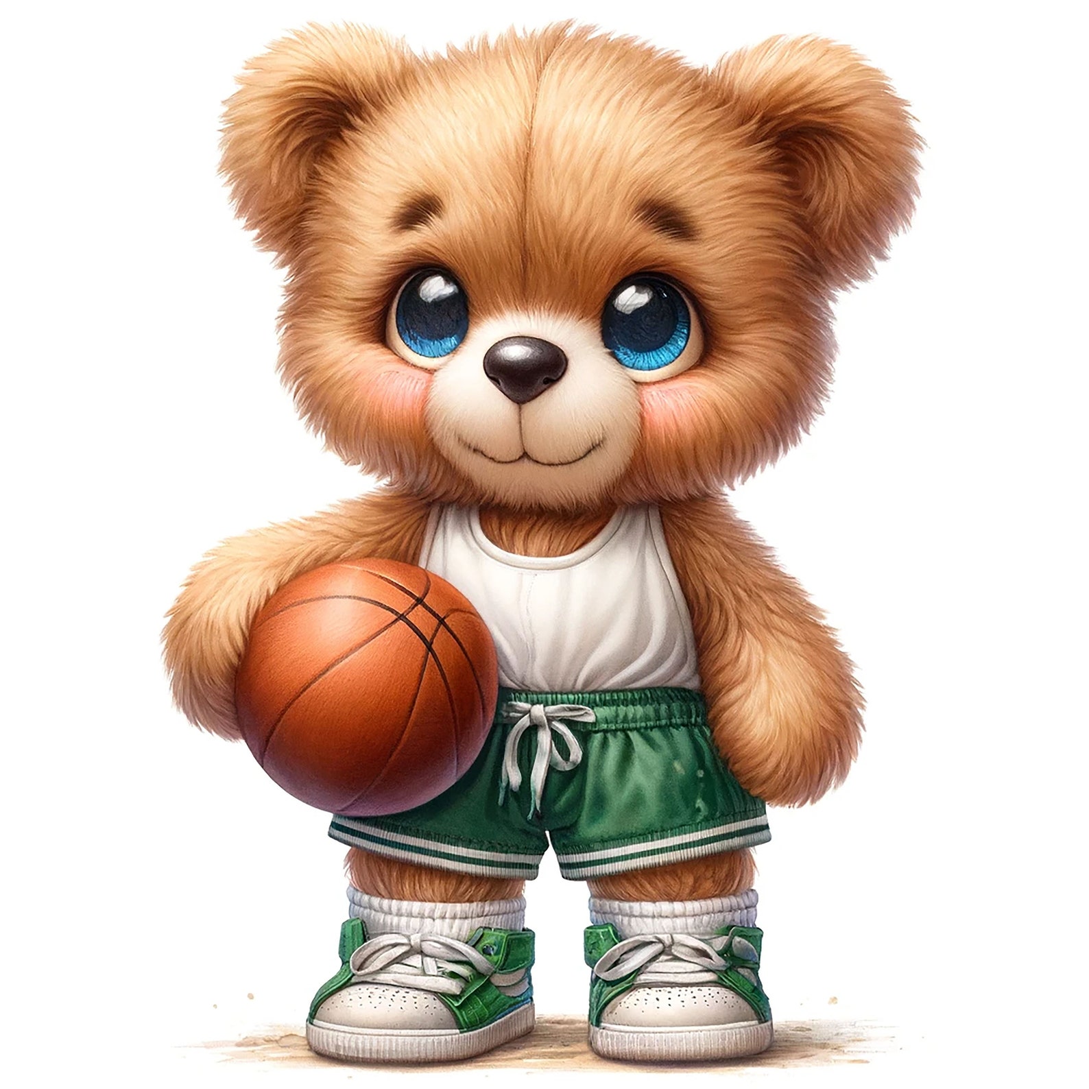 35 JPG, Watercolor Basketball Teddy Bear Clipart Bundle, Teddy Bear ...