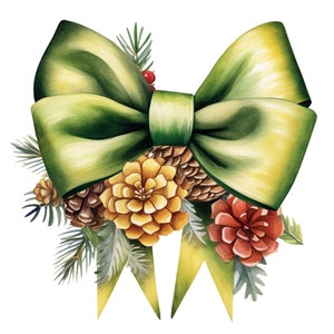 10 Christmas Bows Clipart, Christmas Clipart, Winter Clipart, Holiday ...