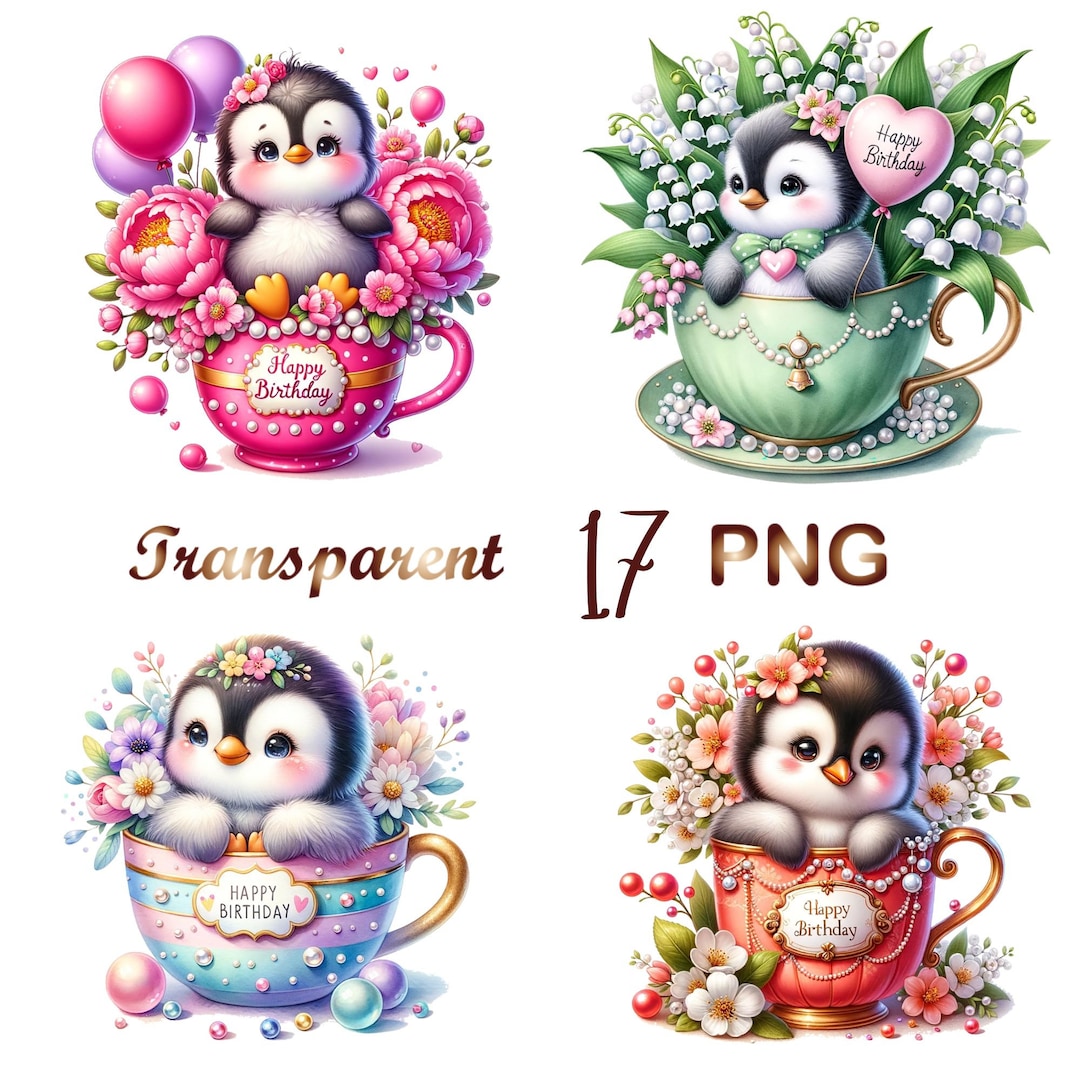 Birthday Penguin Clipart, Penguin Png, Penguin Clipart,birthday Clipart ...