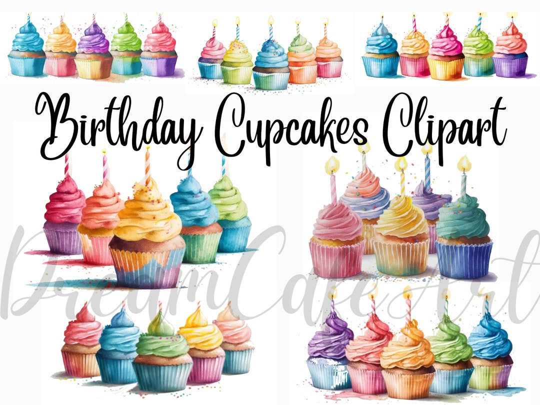 10 Birthday Cupcakes Clipart High Quality Jpgs Digital - Etsy