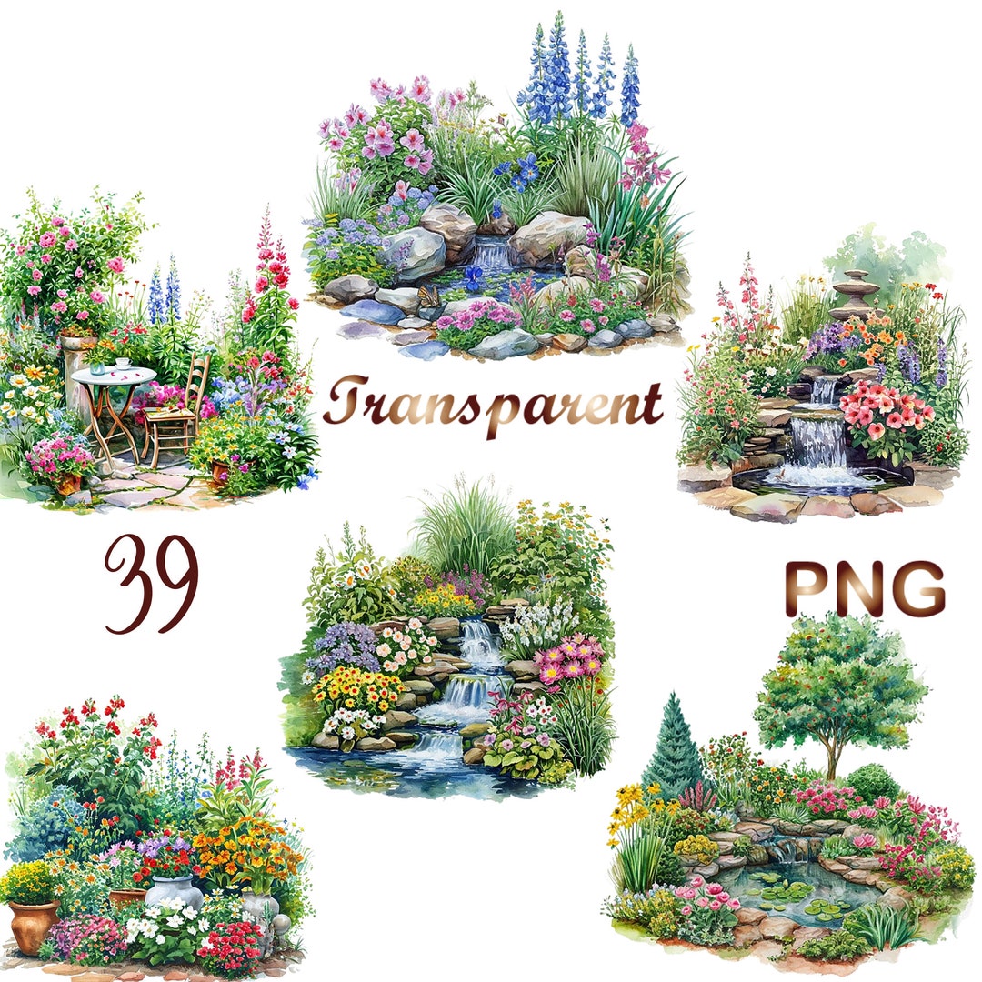 39 Spring Flowers Watercolor Clipart PNG, Spring Garden Flowers Png ...