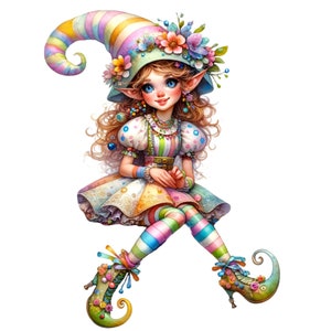 30 PNG Spring Elves Clipart Bundle, Whimsical Elf Illustrations Designs ...