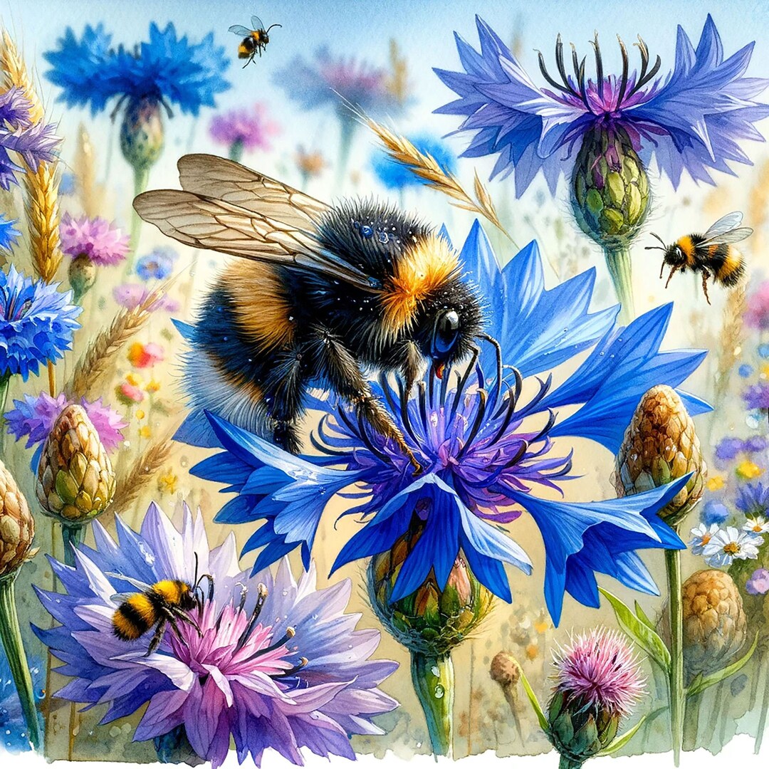40 Jpgs, Bumblebee on Flower Clipart Bundle, Bumblebee Clipart, Spring ...