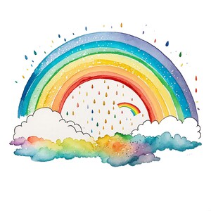 10 Watercolor Rainbow Clipart, High Quality, Jpgs, Commercial Use ...