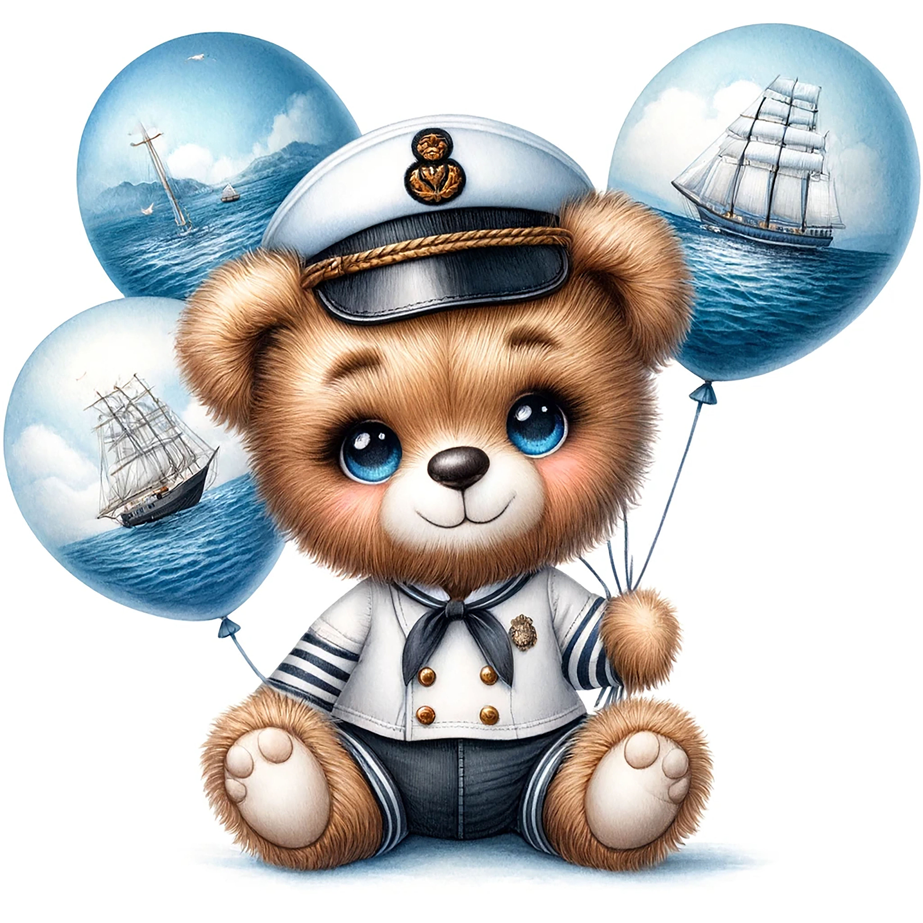 50 PNG, Teddy Bear Clipart Bundle, Teddy Bear Captain, Teddy Bear ...