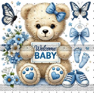 36 PNG Set 2 Welcome Teddy Bear Clipart Bundle,baby Teddies Newborns ...