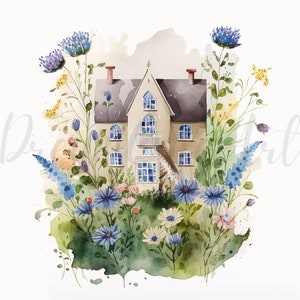 11 Summer Cottages Watercolor Clipart Jpgs Digital Planner - Etsy