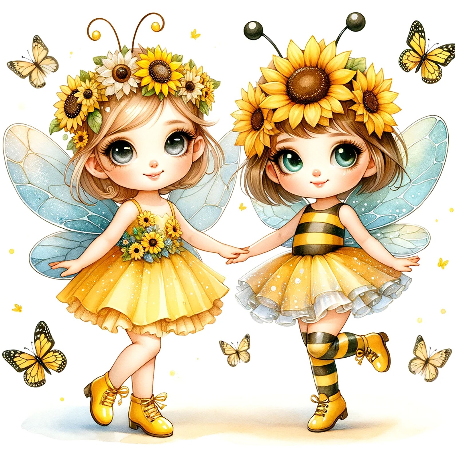 26 PNG, Sunflower Fairy Clipart Bundle, Sunflower Fairy Clipart ...