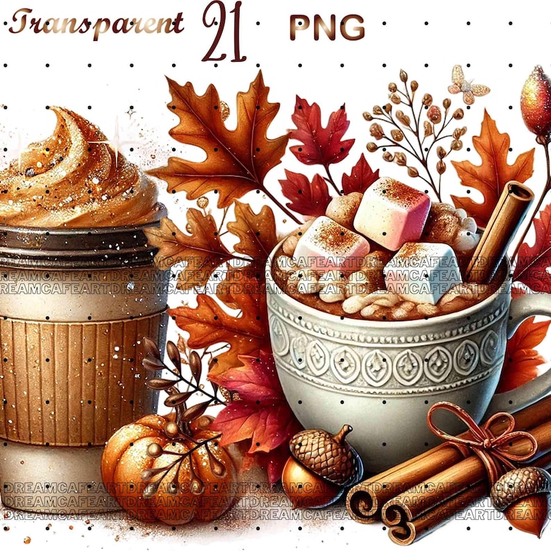 21 Png,autumn Coffee Clipart, Coffee Clipart Png, Fall-themed Art, Cozy ...