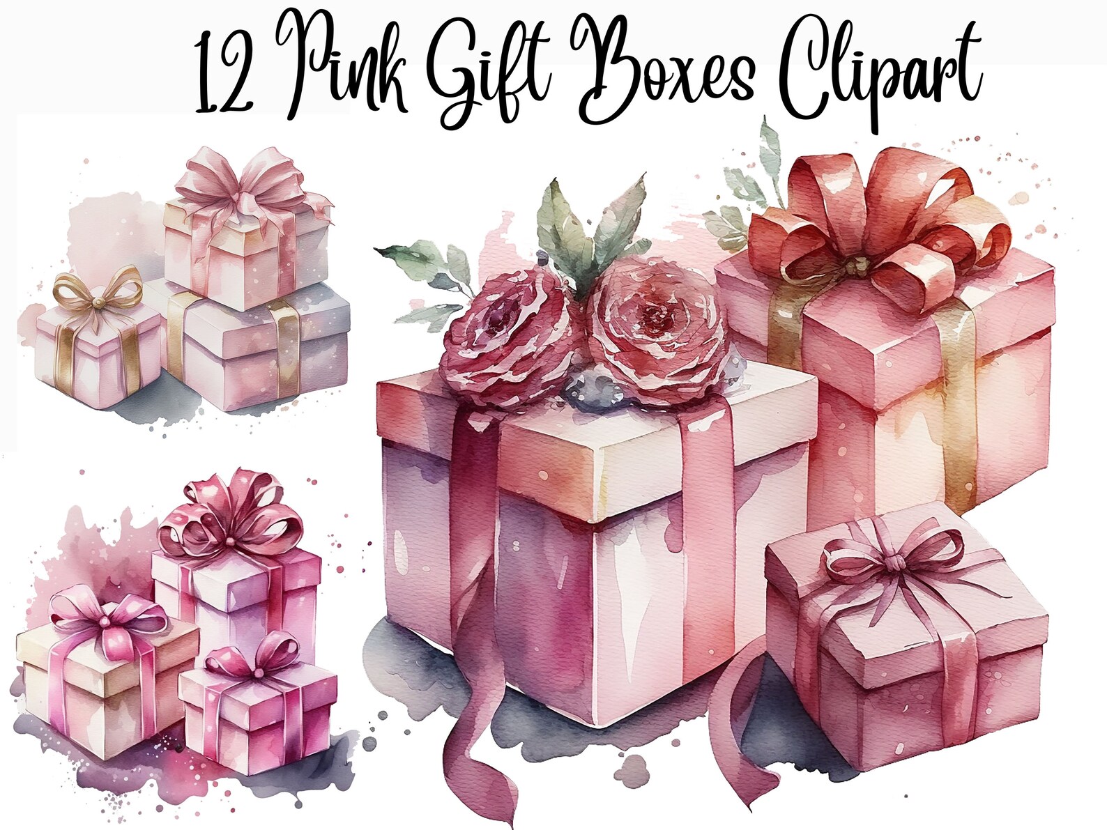 12 Watercolor Gift Boxes Clipart, Jpgs, Commercial Use,digital Paper ...