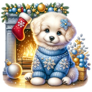 20 PNG, Christmas Clipart Bundle, Puppy Clipart Bundle, Puppy Clipart ...