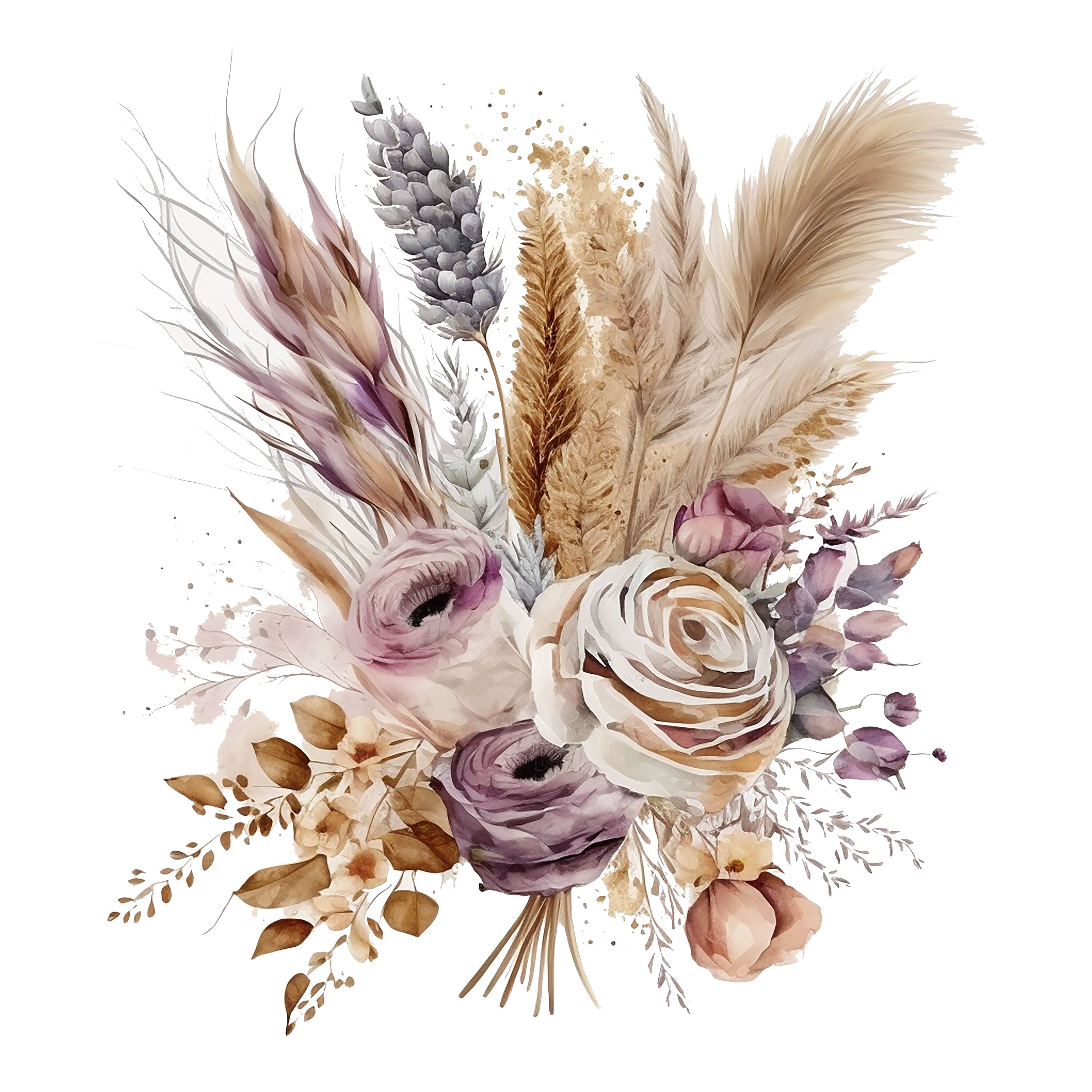 10 Boho Floral Bouquet Clipartprintable Art Printsdigital - Etsy Canada