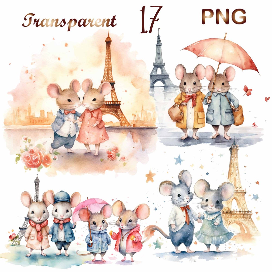 17 Mice in Paris PNG, Romantic Mouse Png, Romantic Clipart, Mice ...
