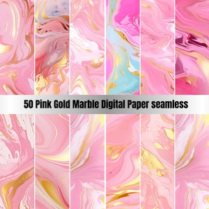 50 Pink Gold Marble Seamless - Watercolor Pattern - Seamless Pattern ...