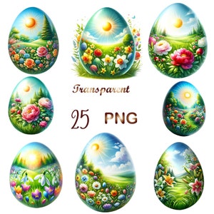 25 PNG, Easter Eggs Clipart Bundle, Easter Clipart, Eggs Clipart Bundle ...