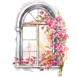 10 Watercolor Spring Window Clipart, Jpgs, Digital Planner, Paper ...