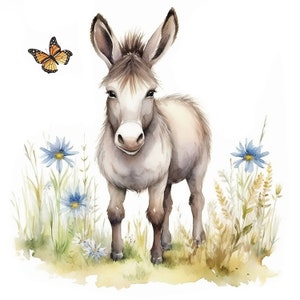 12 Happy Donkeys Clipart, Donkey Clipart, JPG, Commercial Use,digital Download, Card Making ...