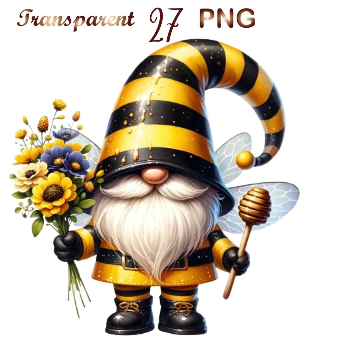 27 Bee Gnome Clipart, Bee Gnome Watercolor, Bee Gnome With Wings, Bee ...
