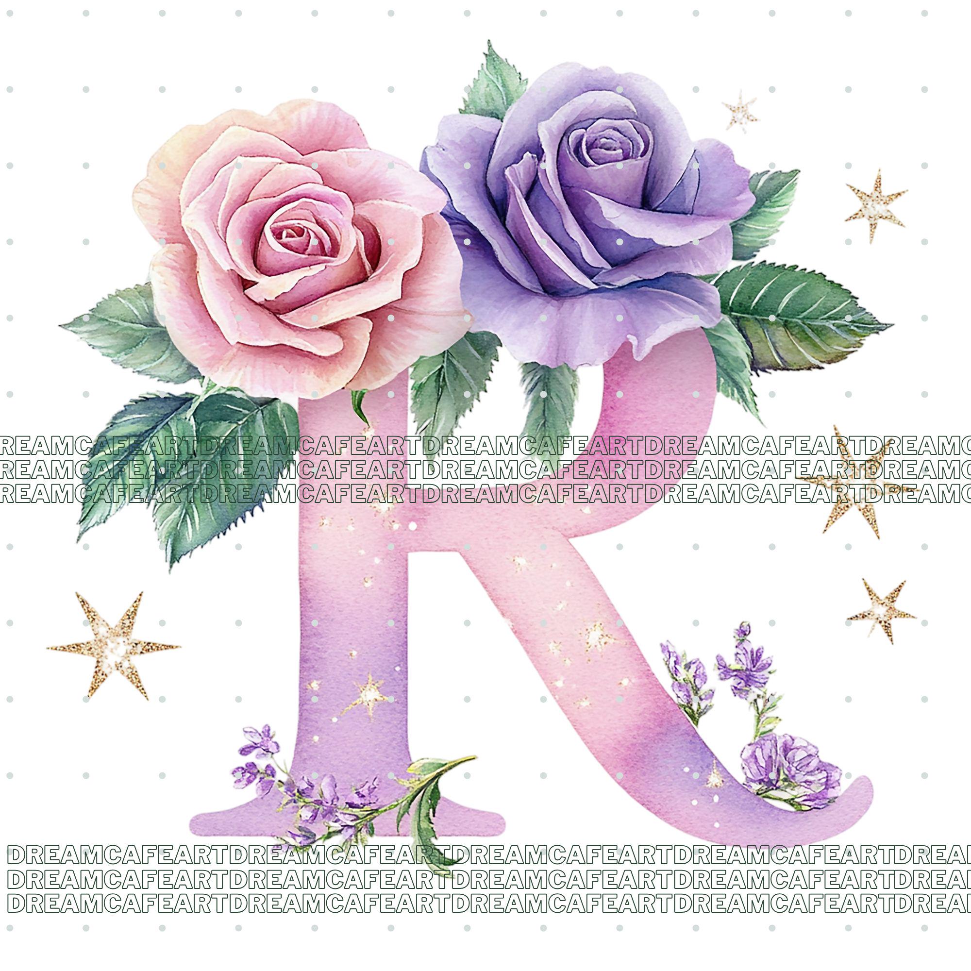 36 + PNG Watercolor Rose Floral Alphabet Collection Clipart, Set 2 ...