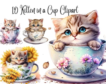 Kitten in a Cup Clipart, Kitten Clipart Jpgs , Cat Clipart, Pet Clipart ...