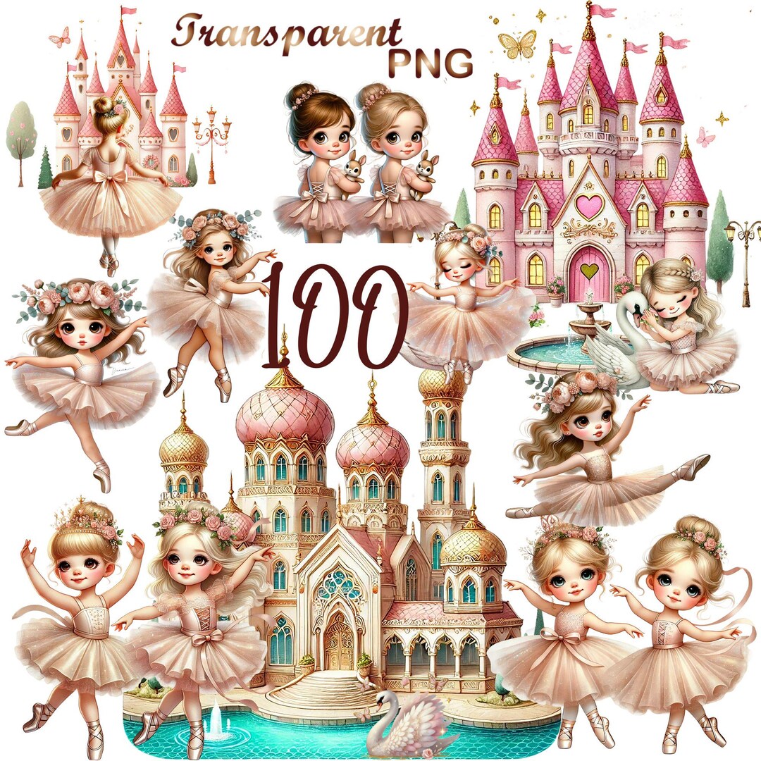 100 PNG Cute Little Ballerinas Clipart Set, Ballet Dancer Clipart ...