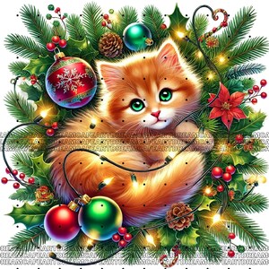 25 PNG Christmas Kitten Clipart Bundle, Set 5, Cute Christmas Cats ...