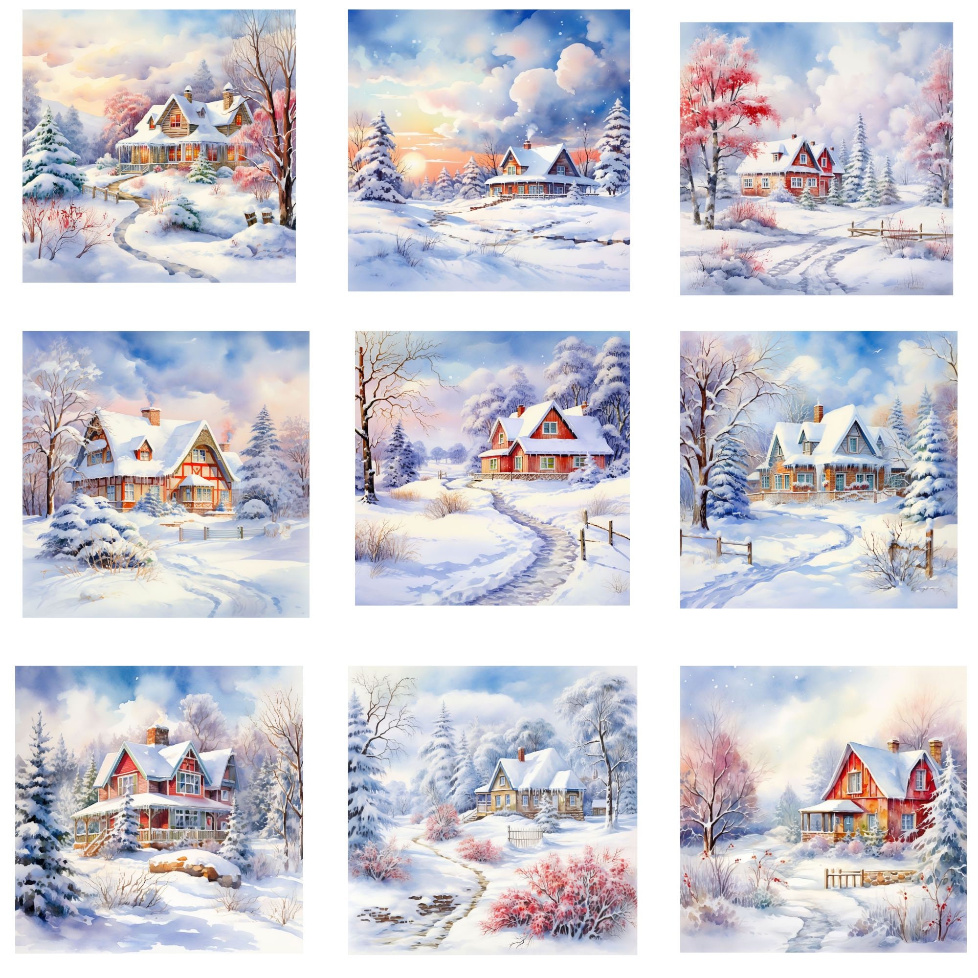 60 Printable Winter Background Digital Paper, Winter Landscape ...