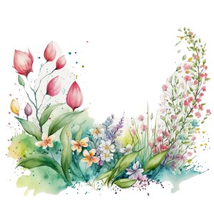 10 Watercolor Spring Border Clipart Jpgs,commercial Use,digital ...