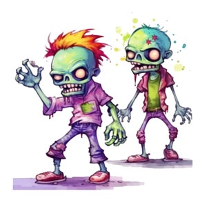 11 Halloween Clipart PNG Watercolor Horror Zombie Clipart - Etsy UK