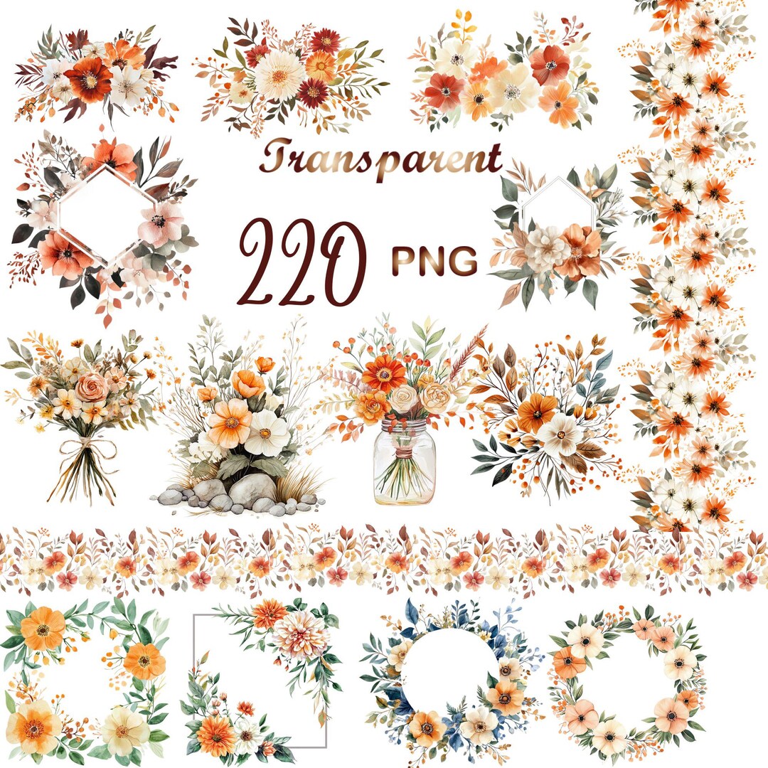 220 PNG Boho Flowers – Autumn Floral Clipart, Wreaths, Bouquets ...