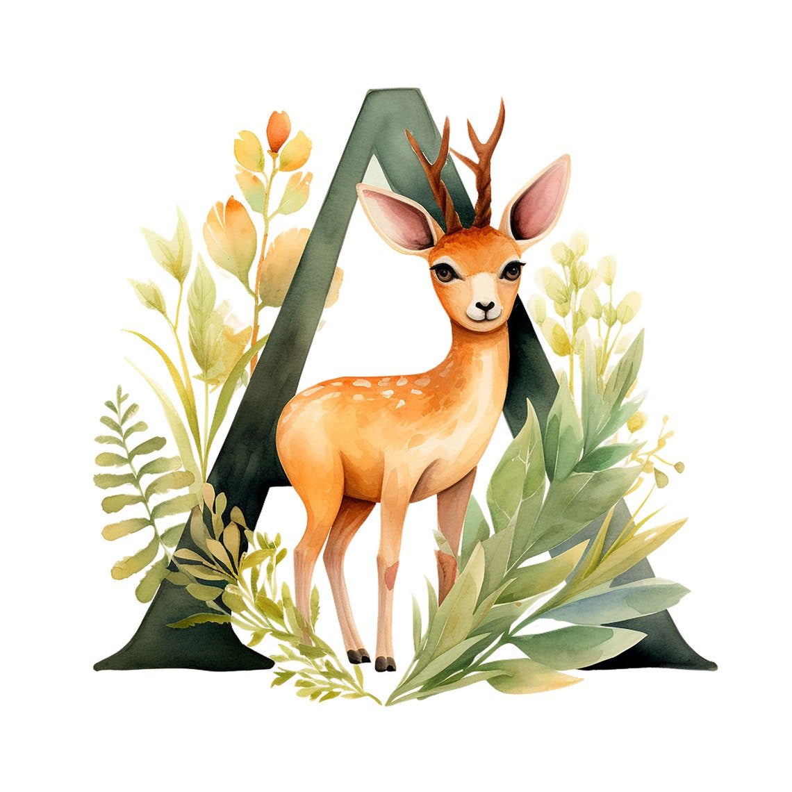 28 Cute Animal Alphabet Digital Watercolor Clipart, High-resolution ...