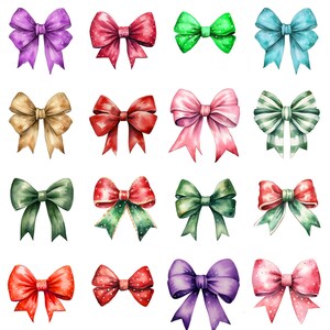 40 PNG, Watercolor Bow Clipart Bundle, Clipart Bundle, Watercolor Cute ...