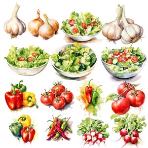 28 Watercolor Salad Days Clipart Png, Vegetarian Food Png, Watercolor ...