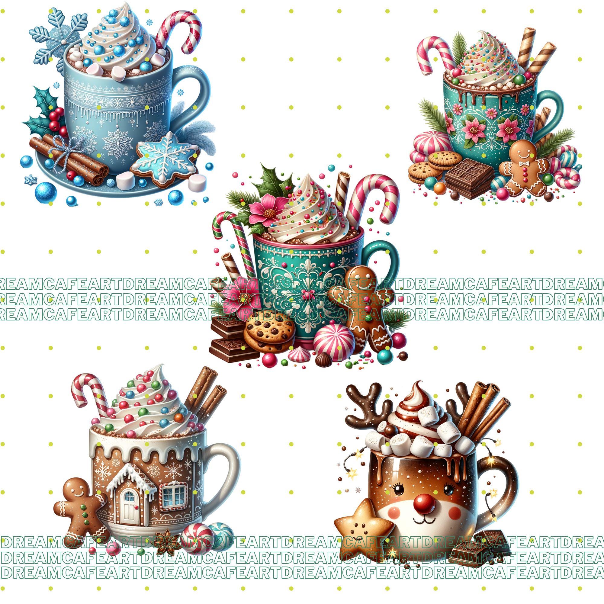 14 PNG Set 1 Winter Hot Cocoa Clipart, Xmas Cocoa Clipart, Hot ...