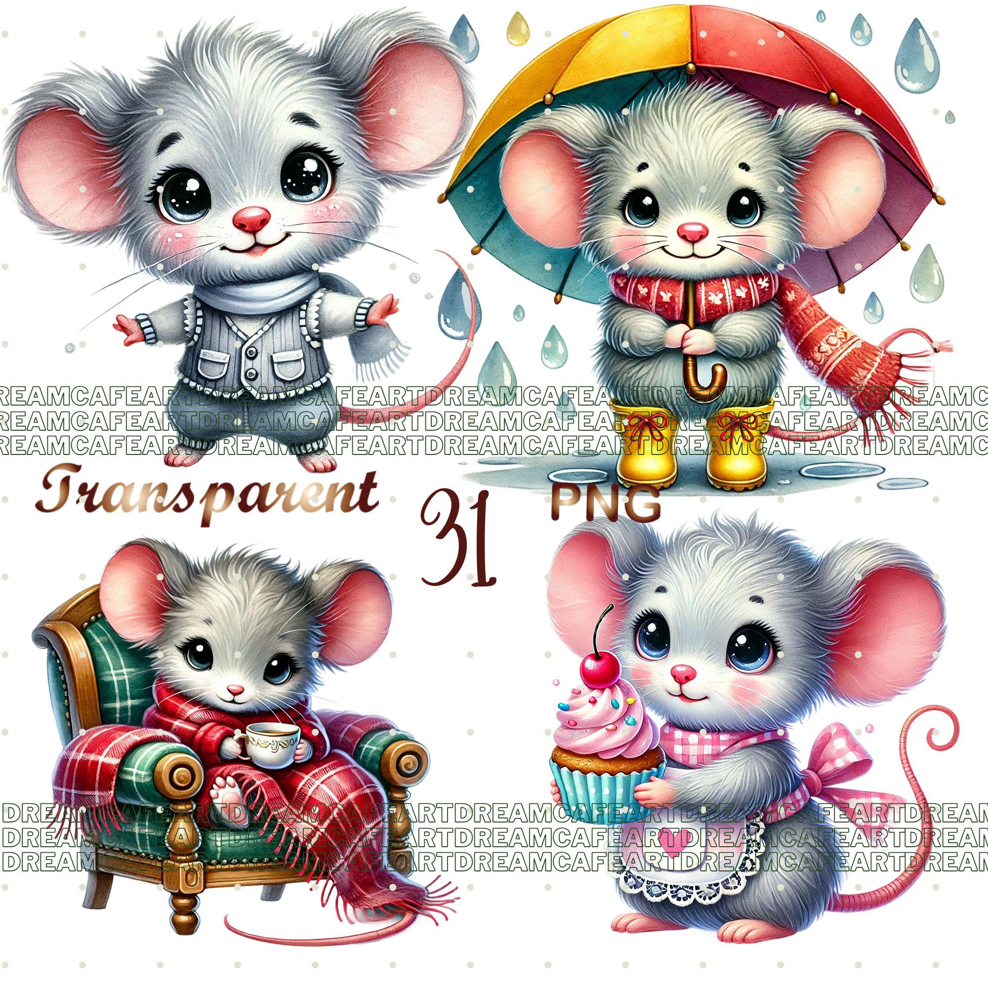 31 PNG Whimsical Autumn Mouse Clipart Bundle – Cute Fall Mice PNG, Cozy ...